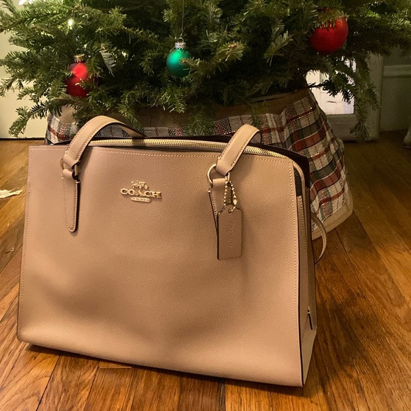 Coach | Bags | Coach Beige Leather Tote Bag | Poshmark